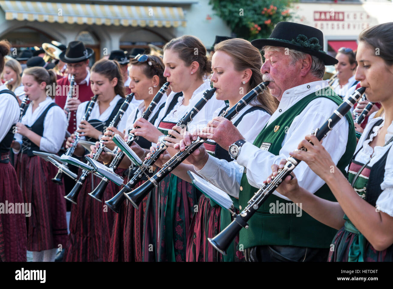 Parade with musical band in traditional costumes, Lindau, Lake ...