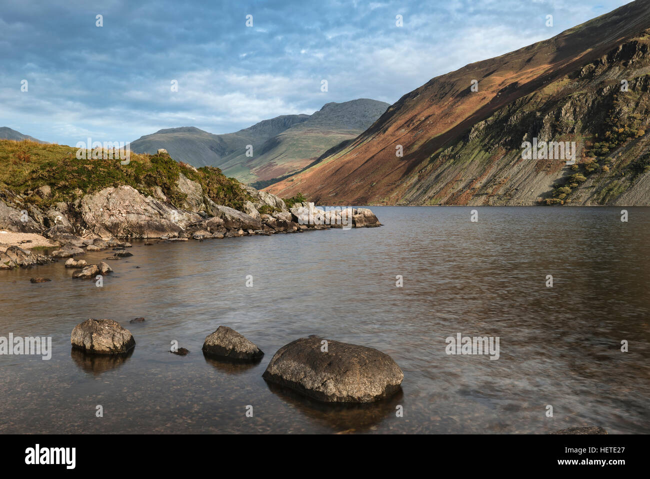 Stunning sunset landscape image of Wast Water and mountains in Lake ...