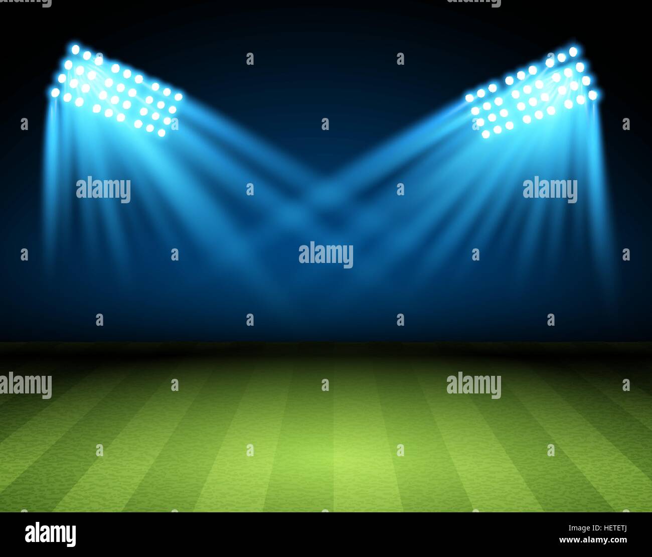 Football arena. Vector Soccer field with searchlight, spotlight ...