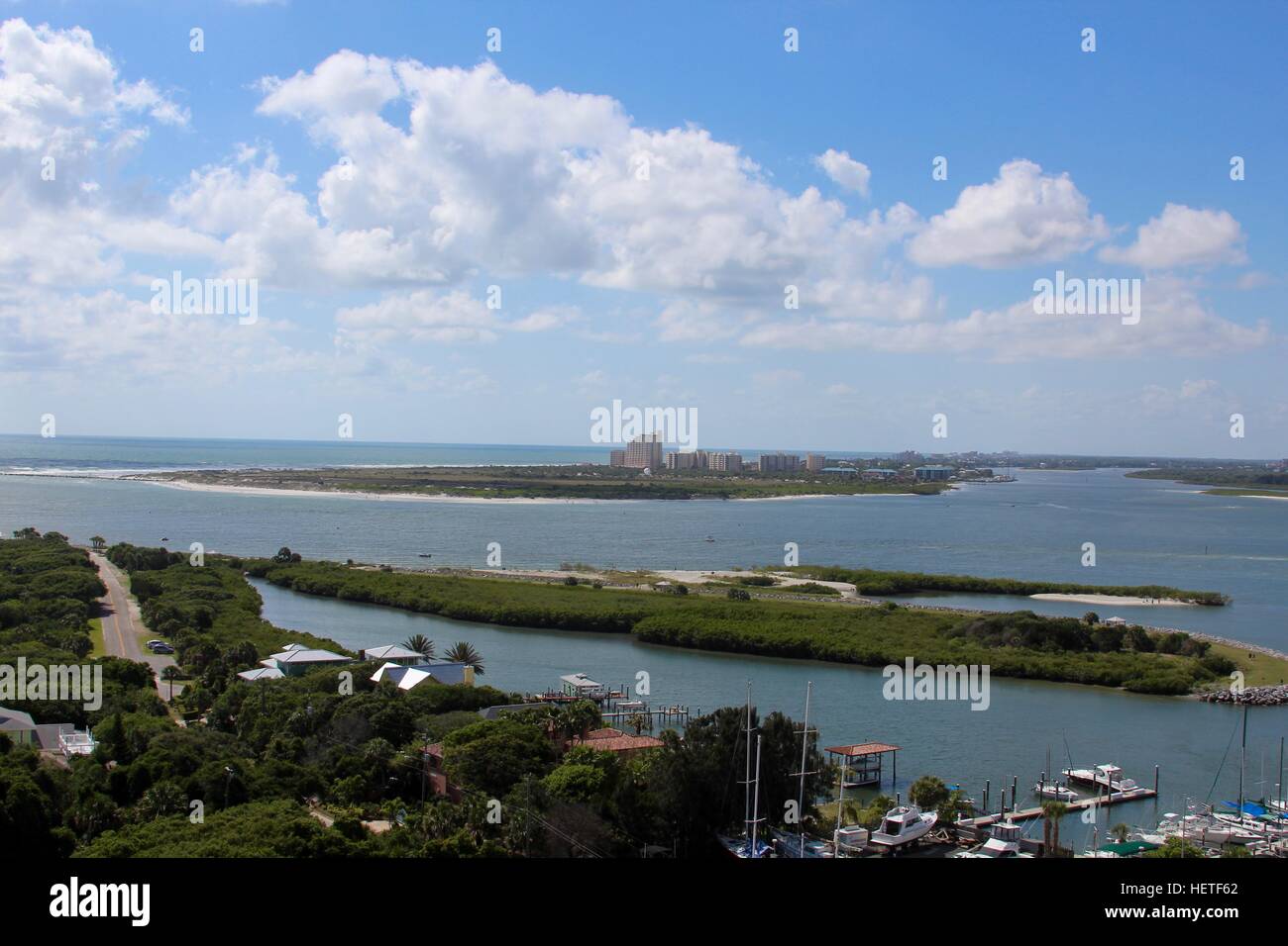 The inlet and the ocean from the lighthouse Stock Photo - Alamy