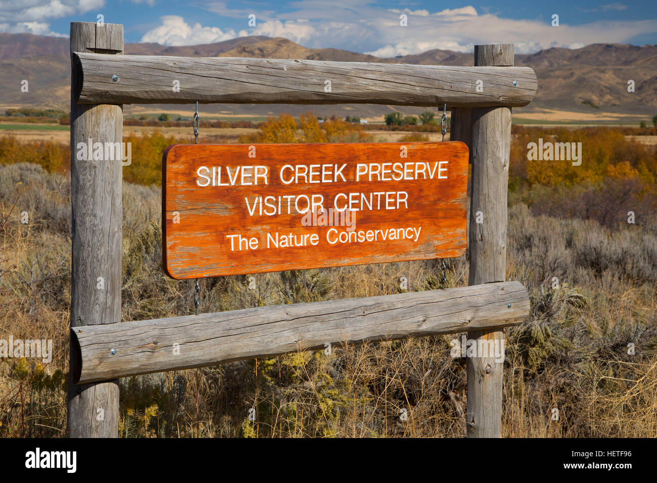 Entrance sign, Silver Creek Preserve, Idaho Stock Photo - Alamy