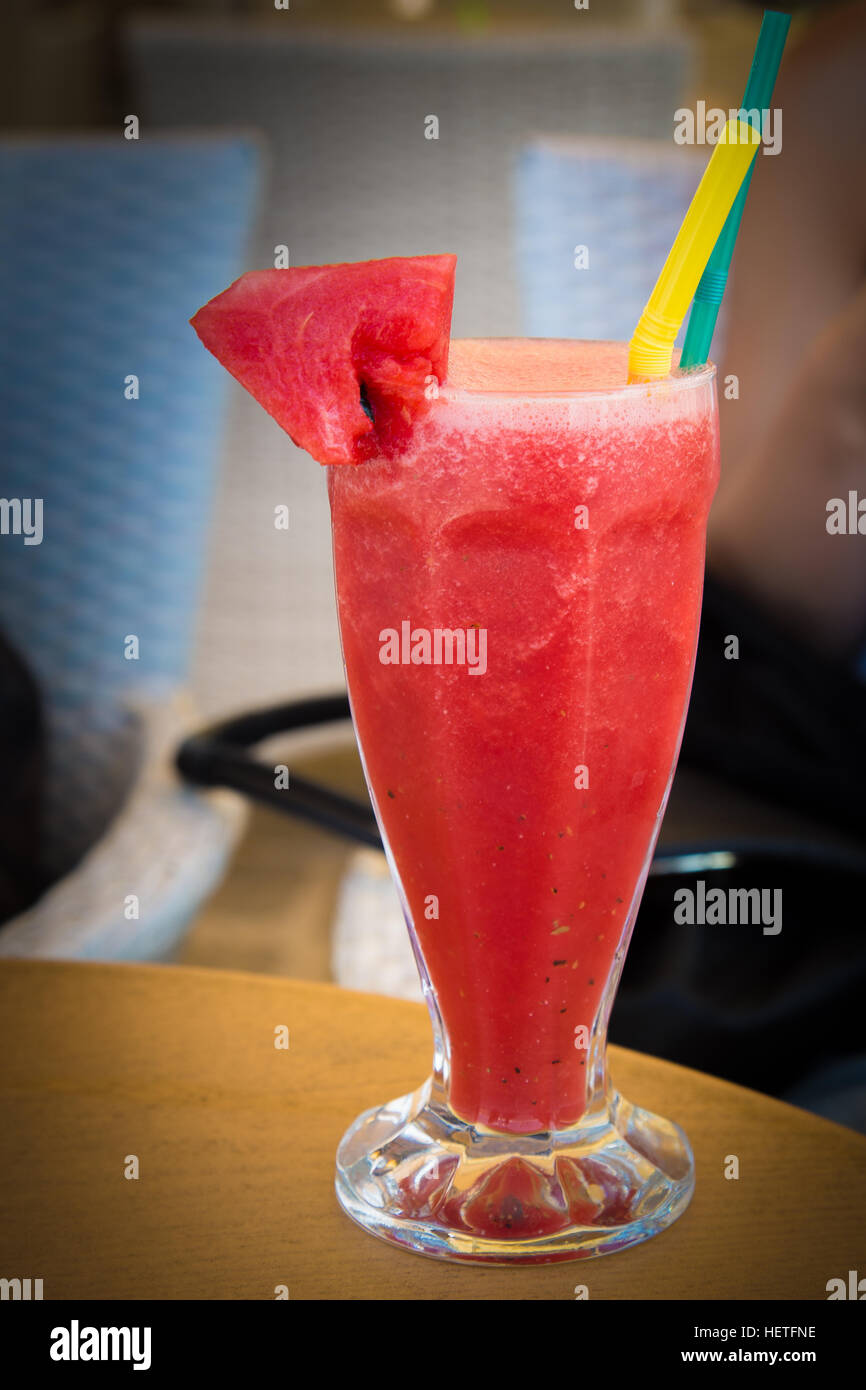 Watermelon Fruit drink in Santorini Greece Stock Photo - Alamy