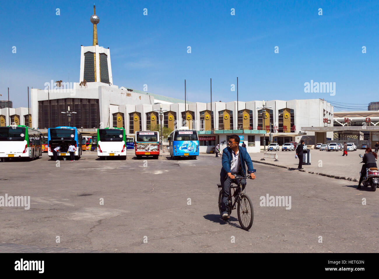 Train station and buses at Yinchuan, Ningxia, China Stock Photo - Alamy
