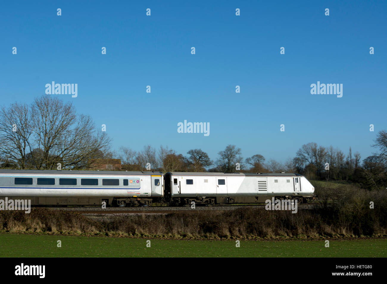 Chiltern Railways Mainline train in winter sunshine, Warwickshire ...