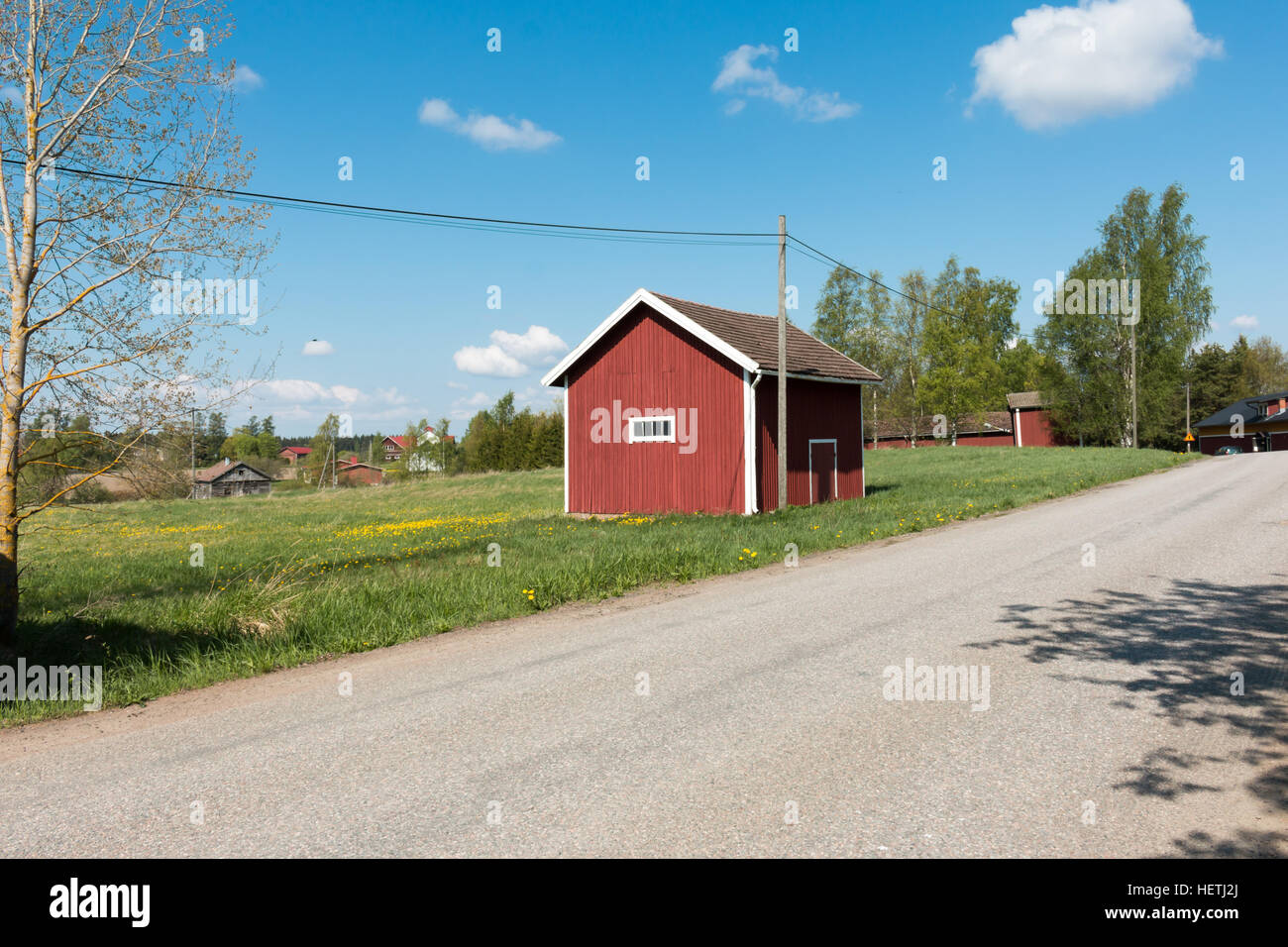 Red barn in rural Finland Stock Photo - Alamy