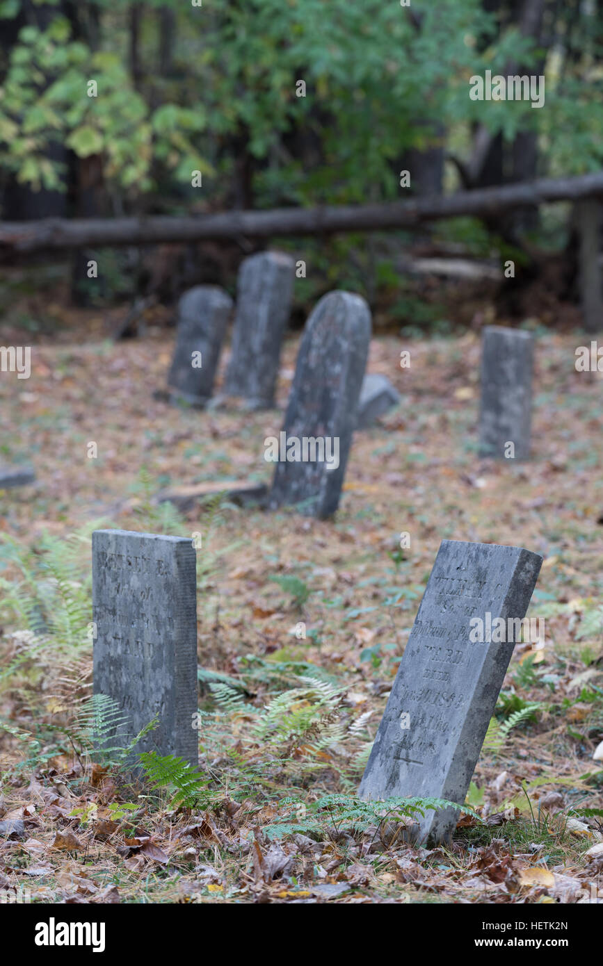 Old headstones marking graves in the Wardsboro Cemetery in New York's ...