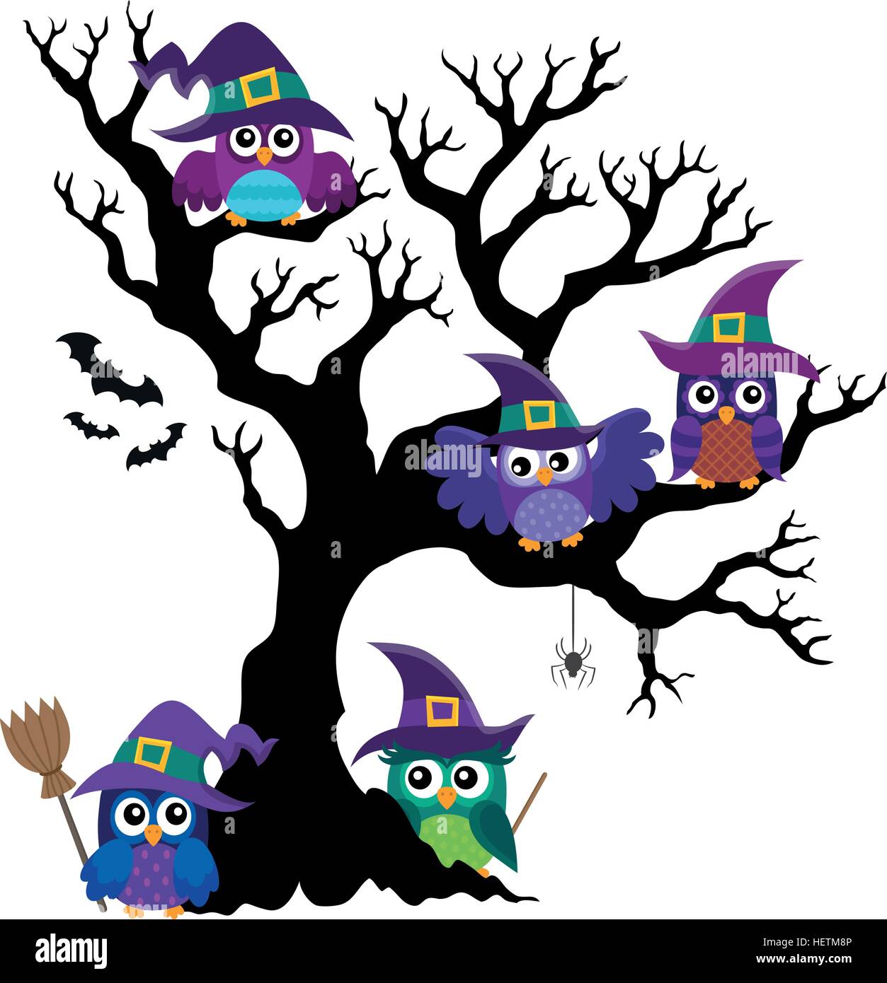 Owl witches theme image 1 - eps10 vector illustration Stock Vector ...