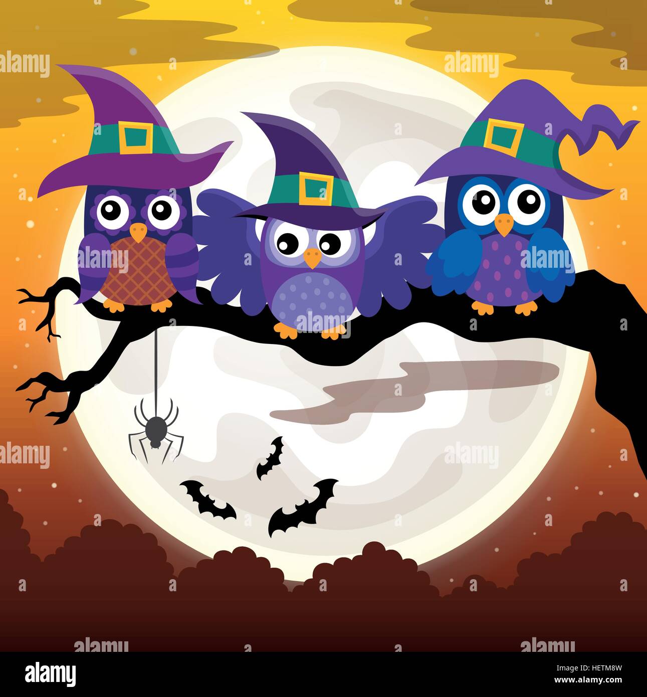 Owl witches theme image 3 - eps10 vector illustration Stock Vector ...
