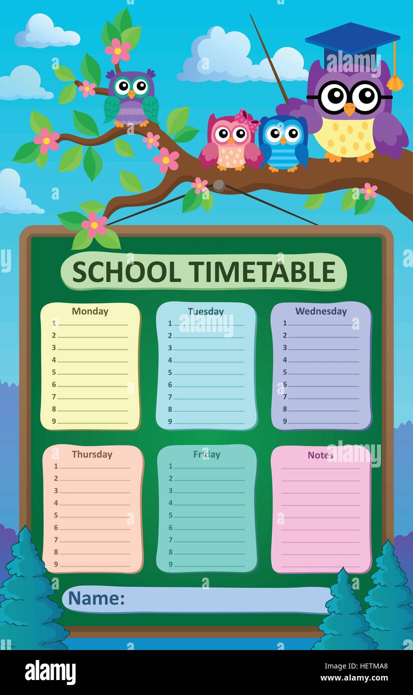Weekly school timetable subject 6 - eps10 vector illustration Stock ...