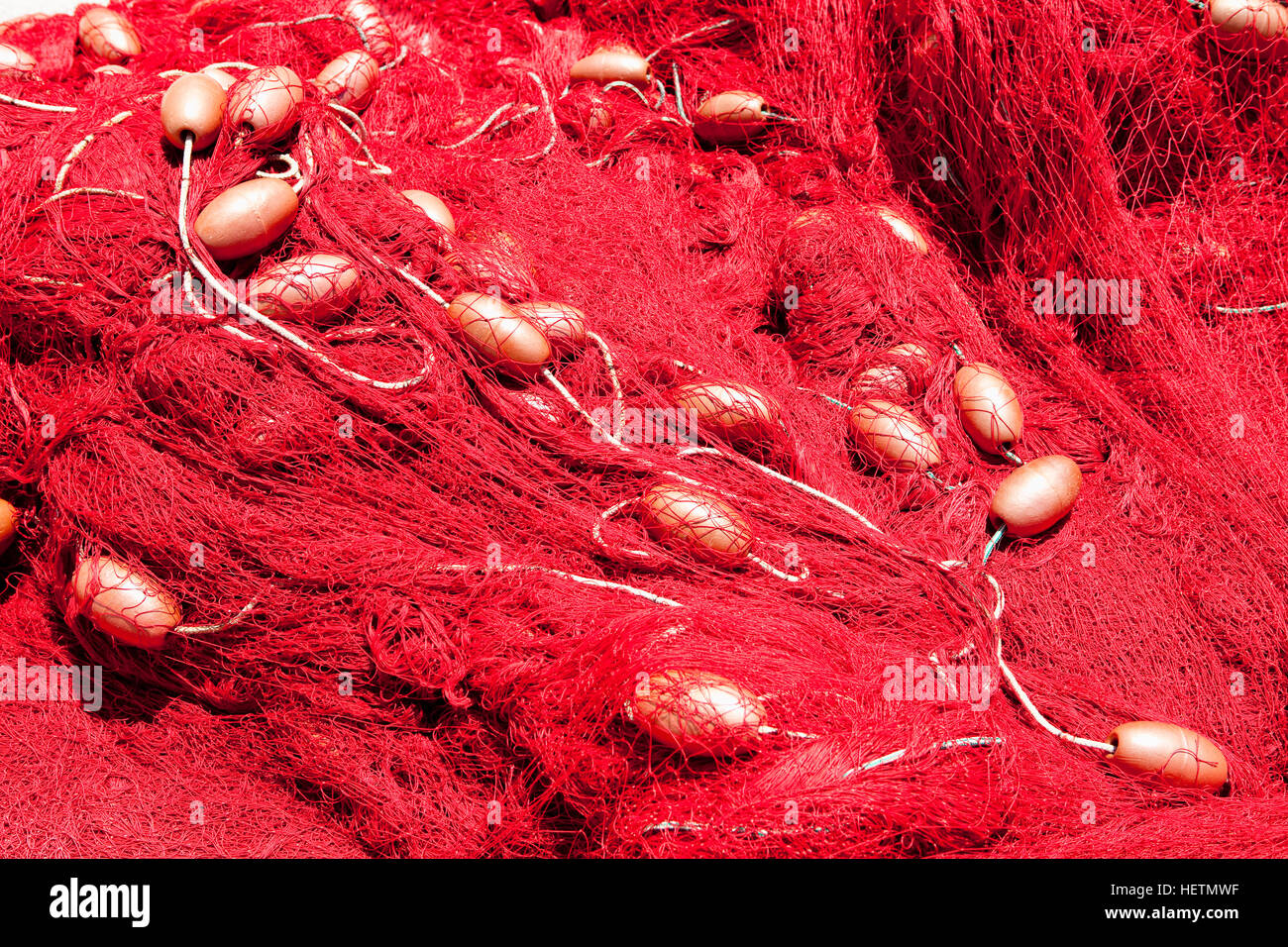 Italy, Procida - Red Fishing Nets in a Harbor Stock Photo - Alamy