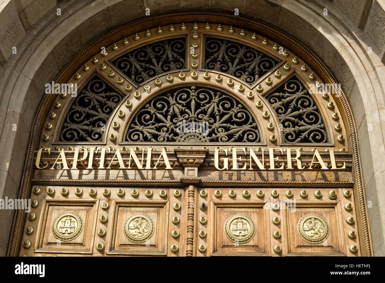 Detail of the door ornaments and details from the Capitania General ...