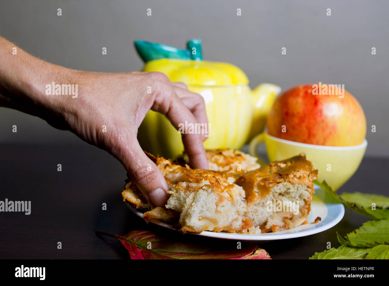 Hand With Pie Stock Photo - Alamy