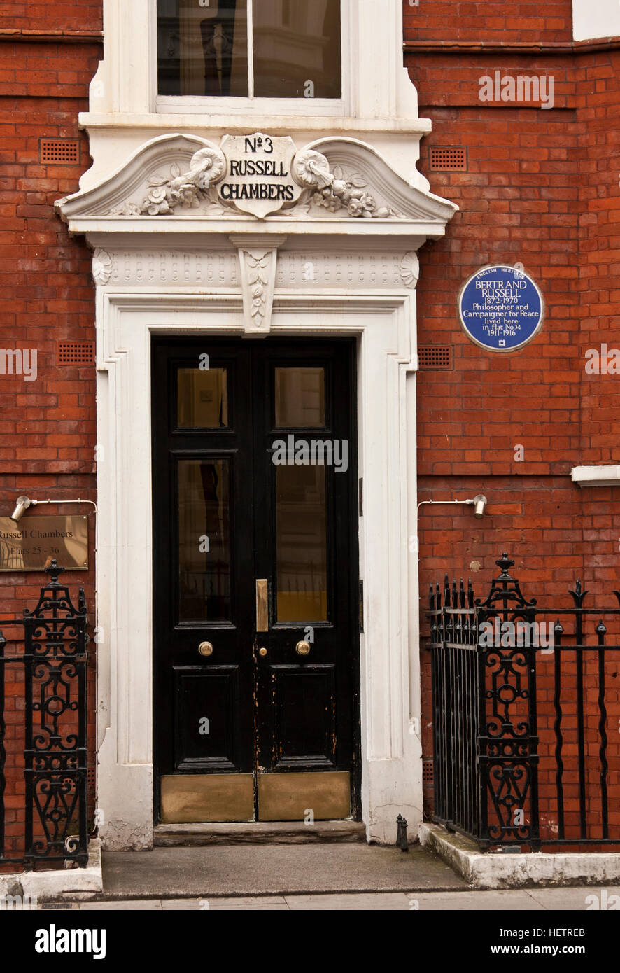 London, England, Bertrand Russell home on Bury Place London WC1 ...