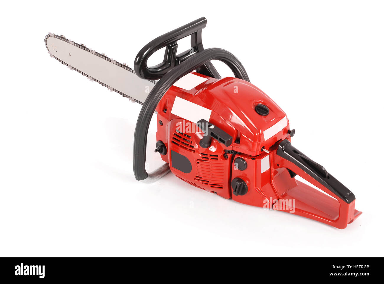 Red professional chainsaw isolated on white background Stock Photo - Alamy
