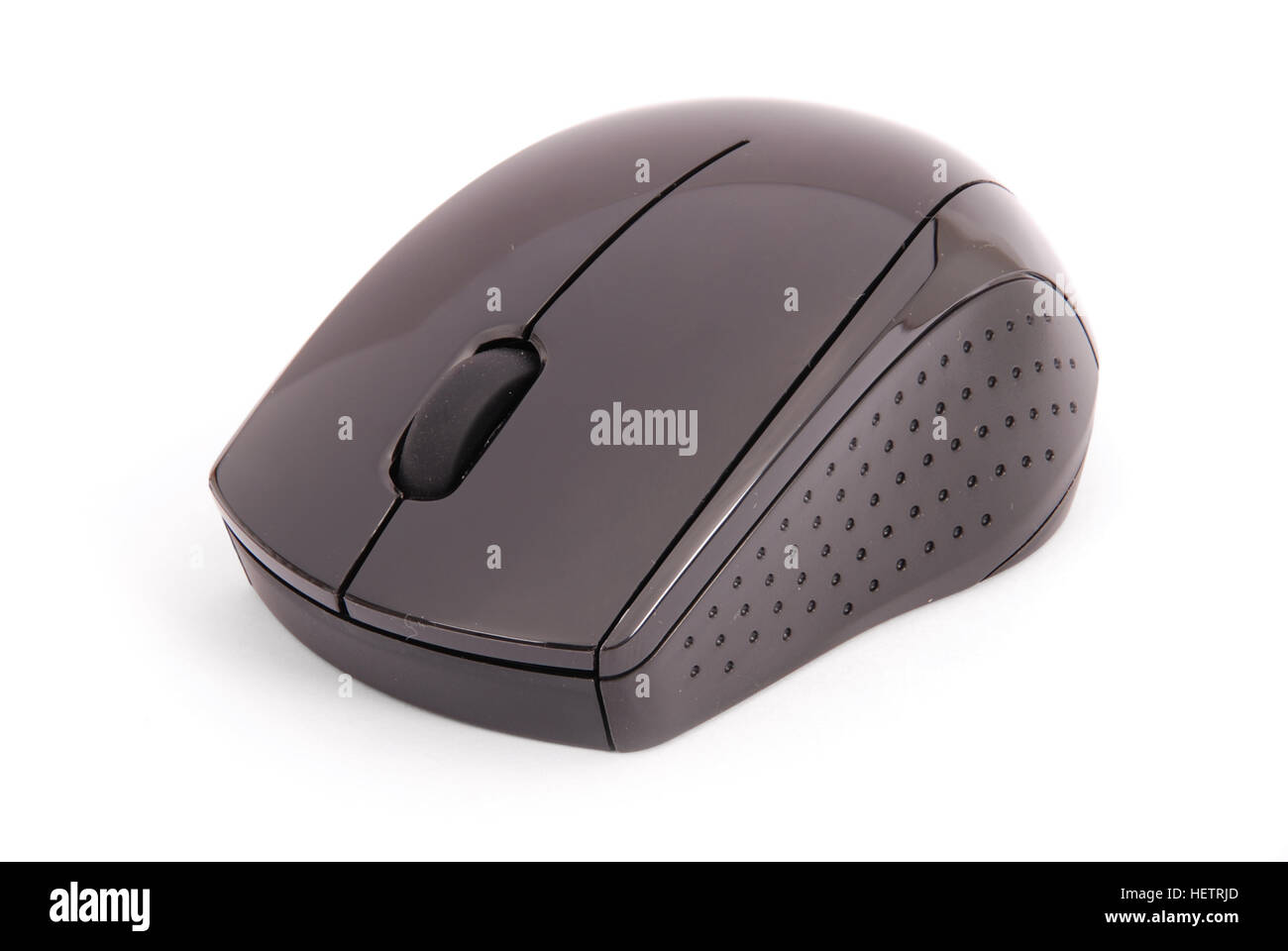 Black wireless computer mouse isolated on white background with soft ...