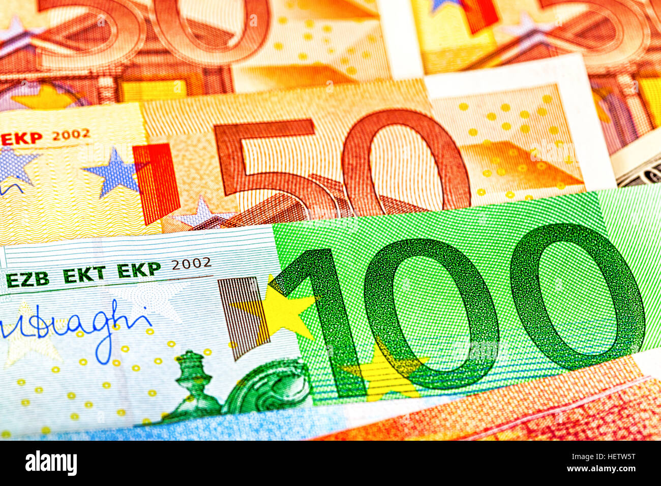 Background from different euro banknotes close up Stock Photo - Alamy