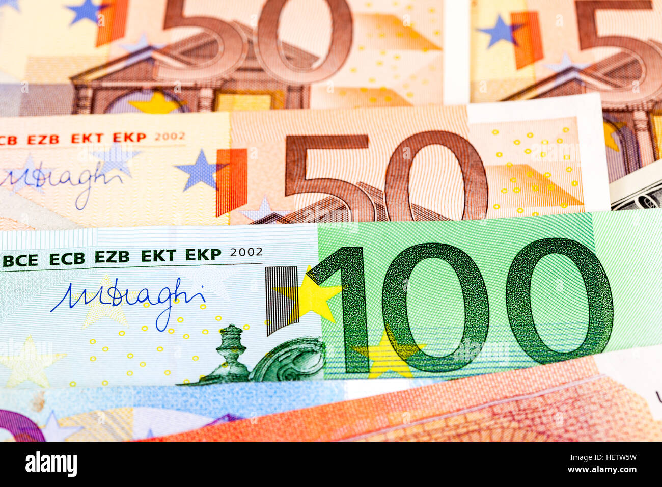 Background from different euro banknotes close up Stock Photo - Alamy