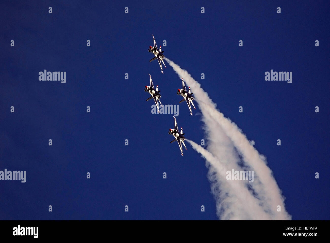 Airplane US Air Force Thunderbirds flight demonstration team flying at ...