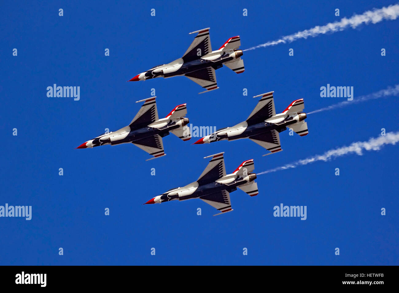 Airplane US Air Force Thunderbirds flight demonstration team flying at ...