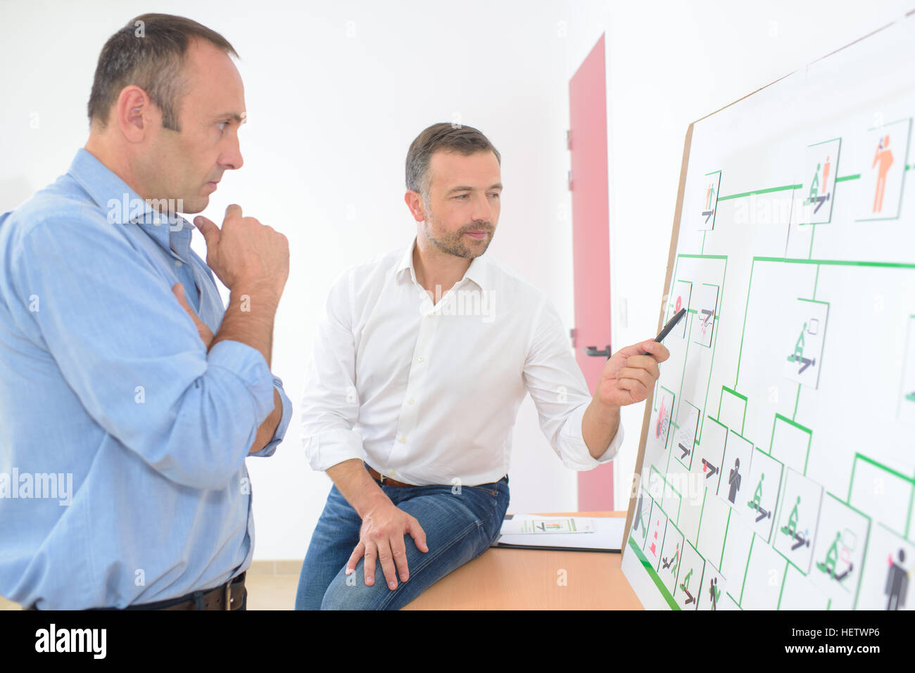 Men looking at chart Stock Photo - Alamy