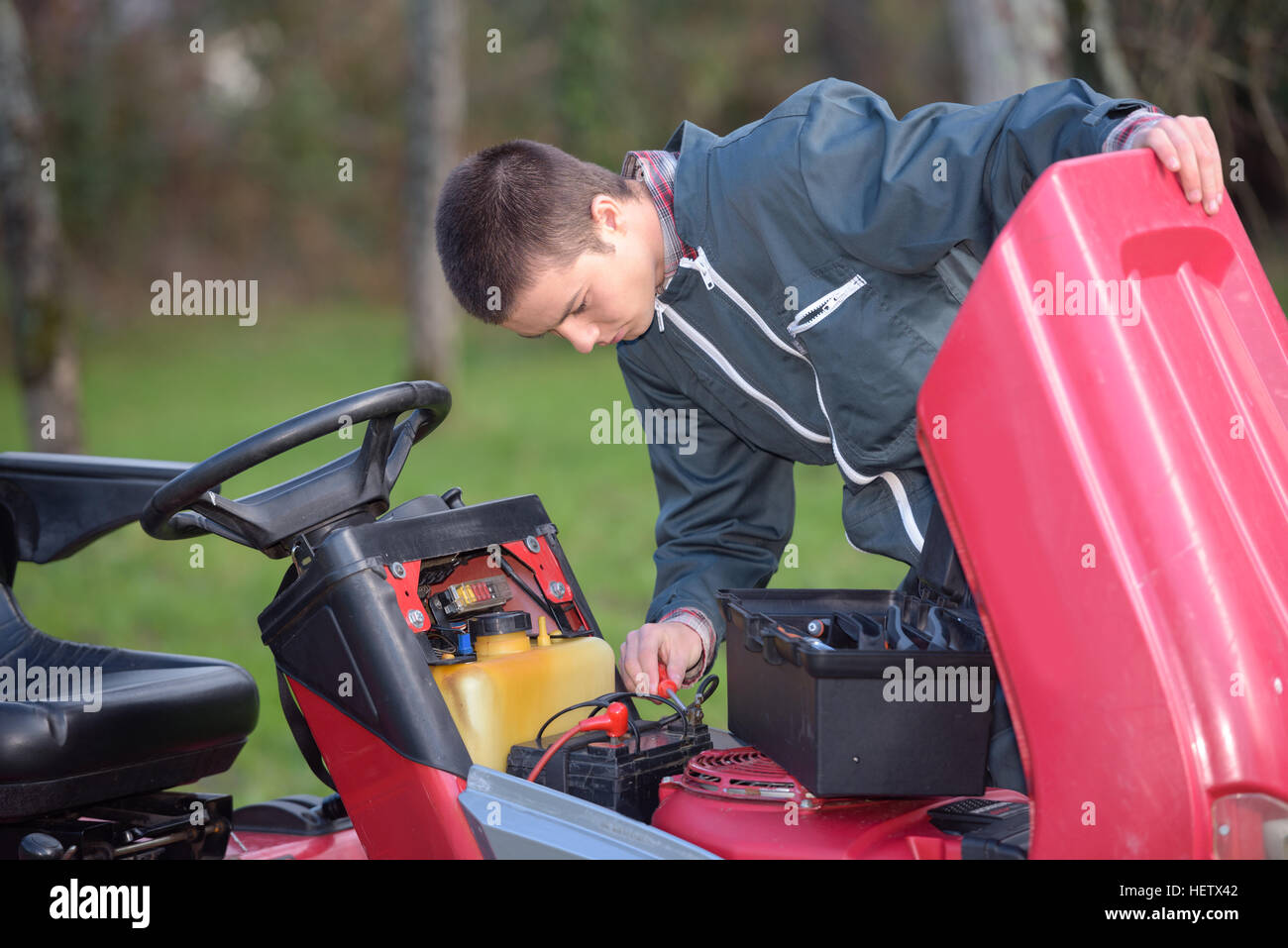 small engine mechanic on call Stock Photo - Alamy
