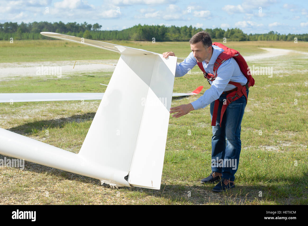 checking the glider Stock Photo - Alamy