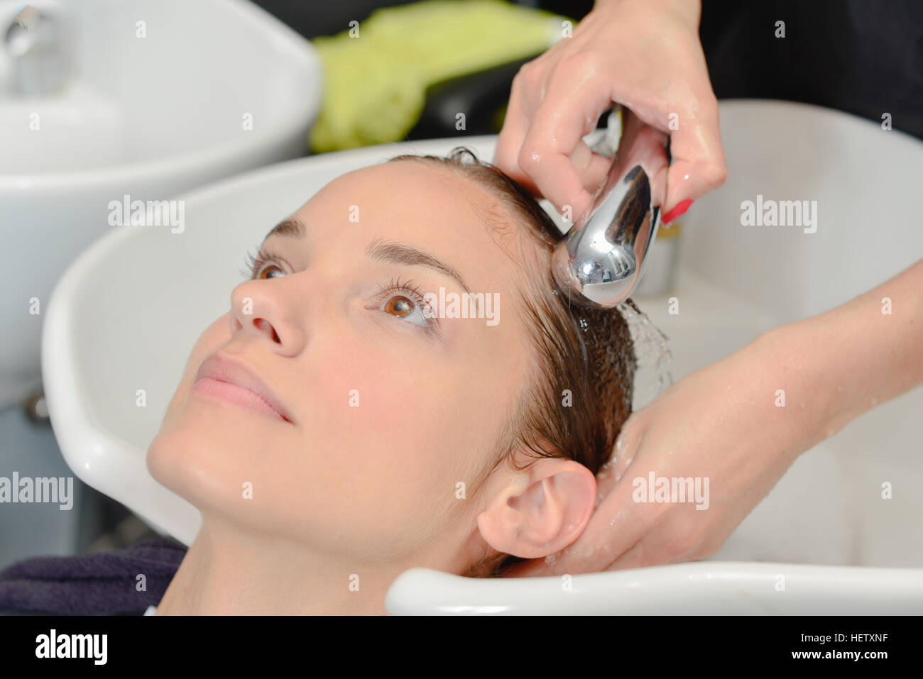 Woman wash hair back hi-res stock photography and images - Alamy