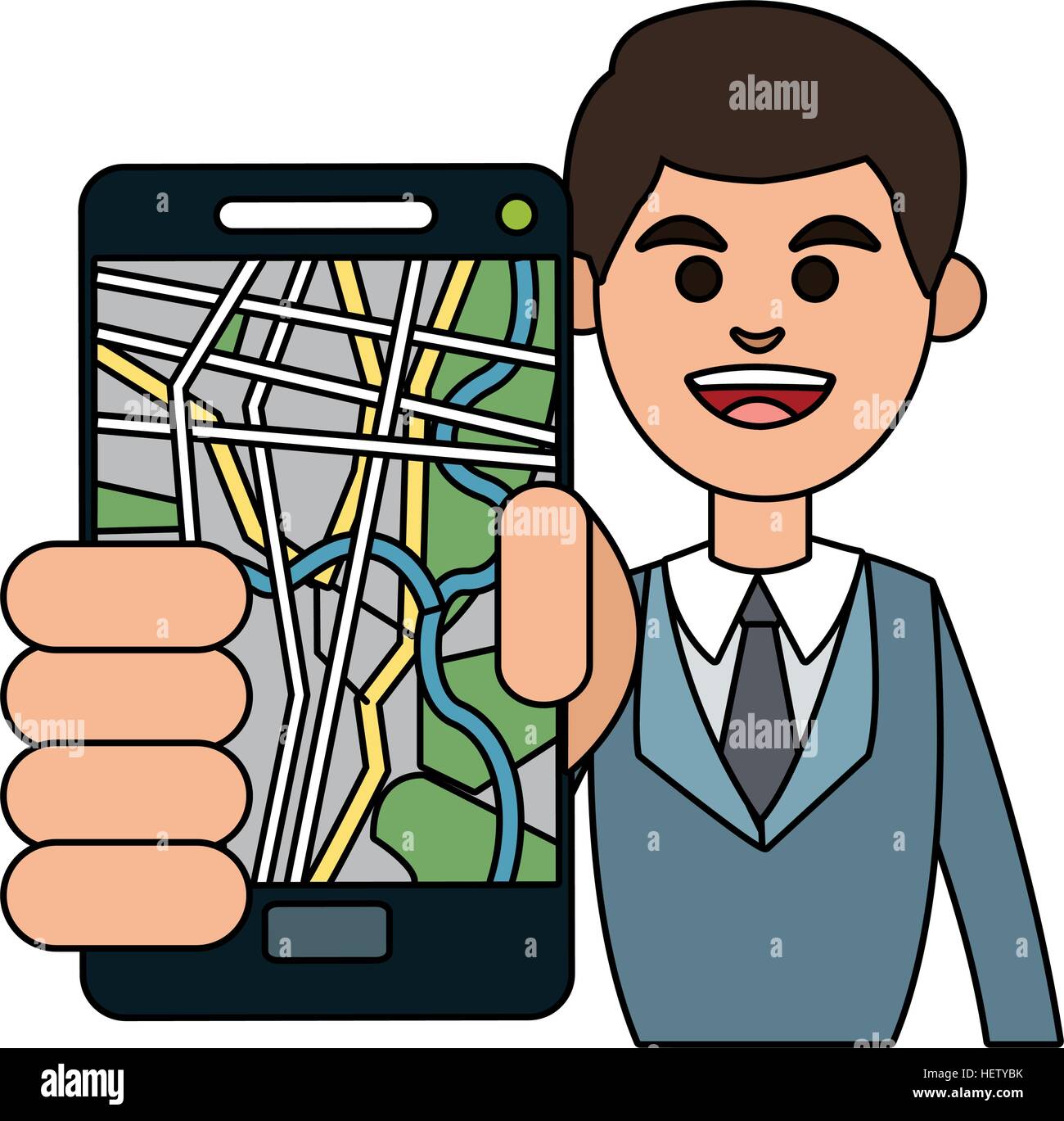 Man and smartphone with gps app design Stock Vector Image & Art - Alamy