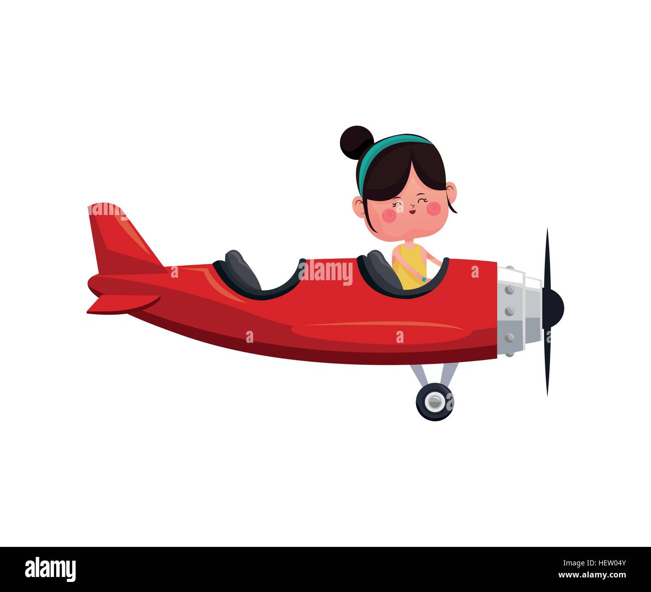 girl fly red airplane love day Stock Vector Image & Art - Alamy