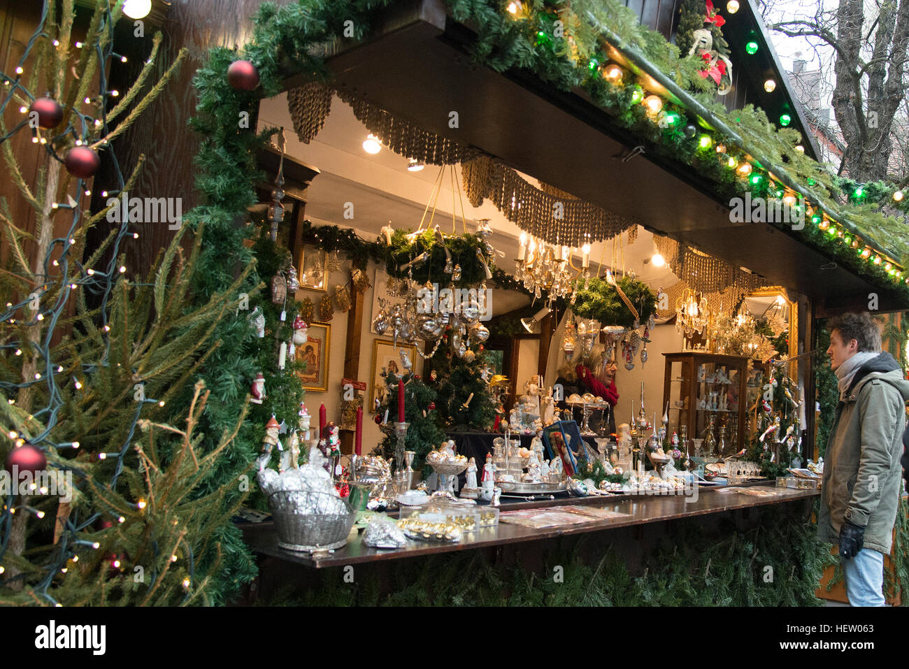 Stall at Christmas market in Germany Stock Photo - Alamy
