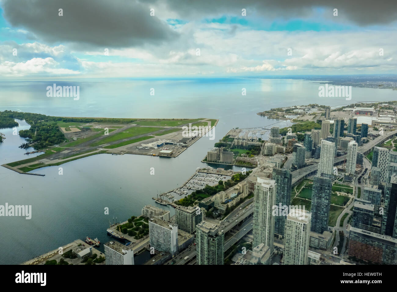 Aerial view as seen outside the CNN tower in Toronto, showing the ...