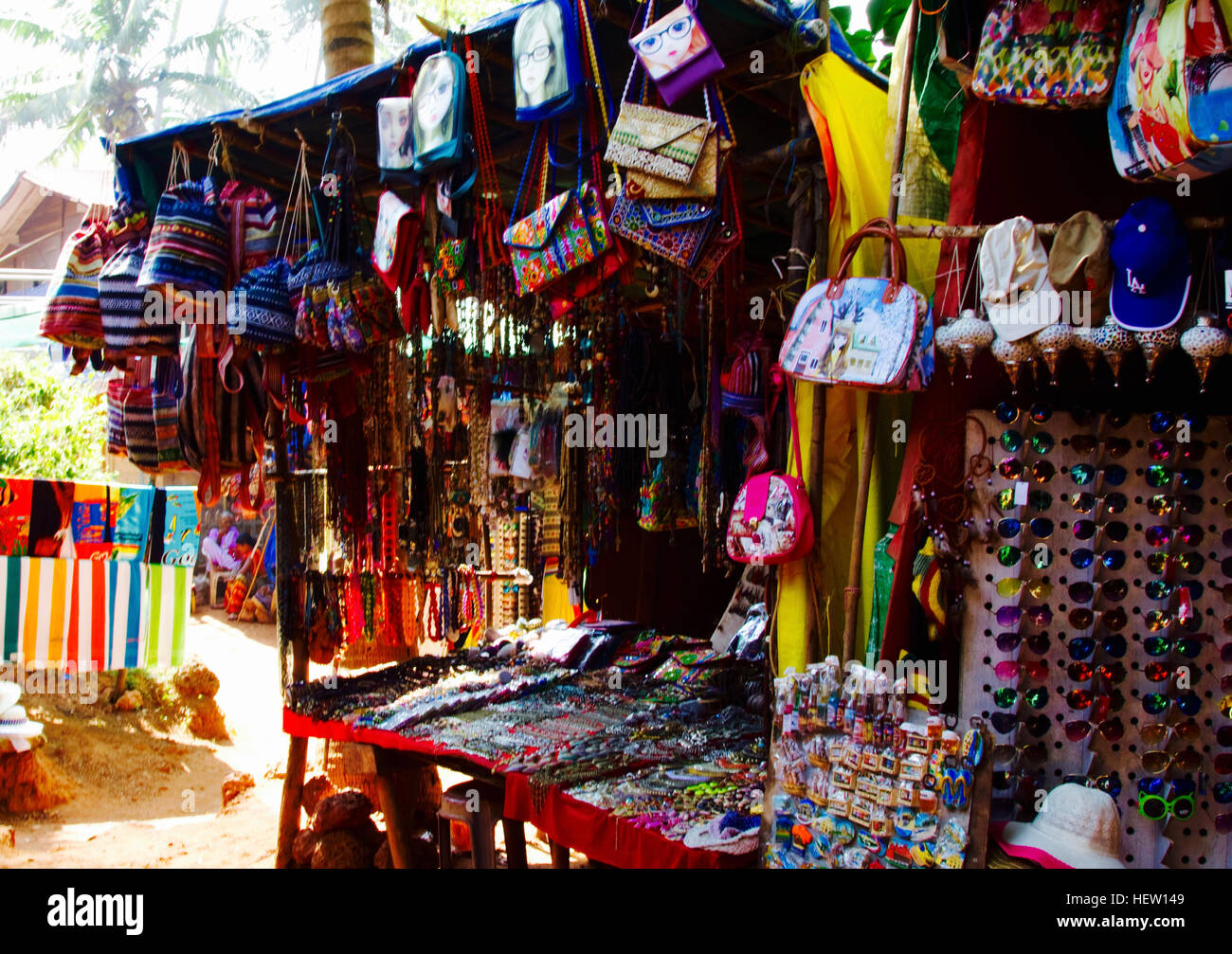 Goa, India - December 16, 2016: Women's and men's accessories at a ...