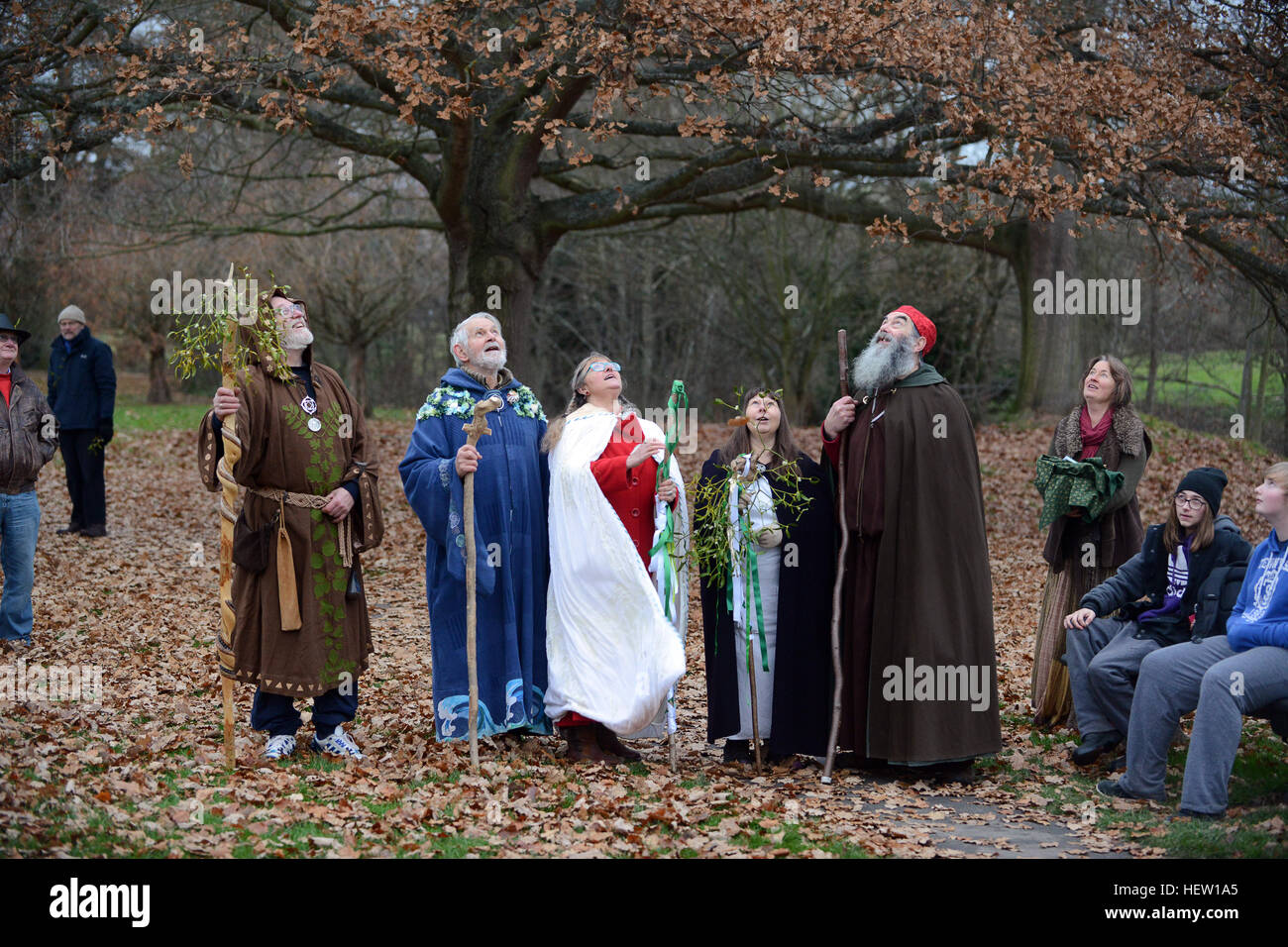 Druids blessing of the mistletoe ceremony at the Worcestershire town of ...