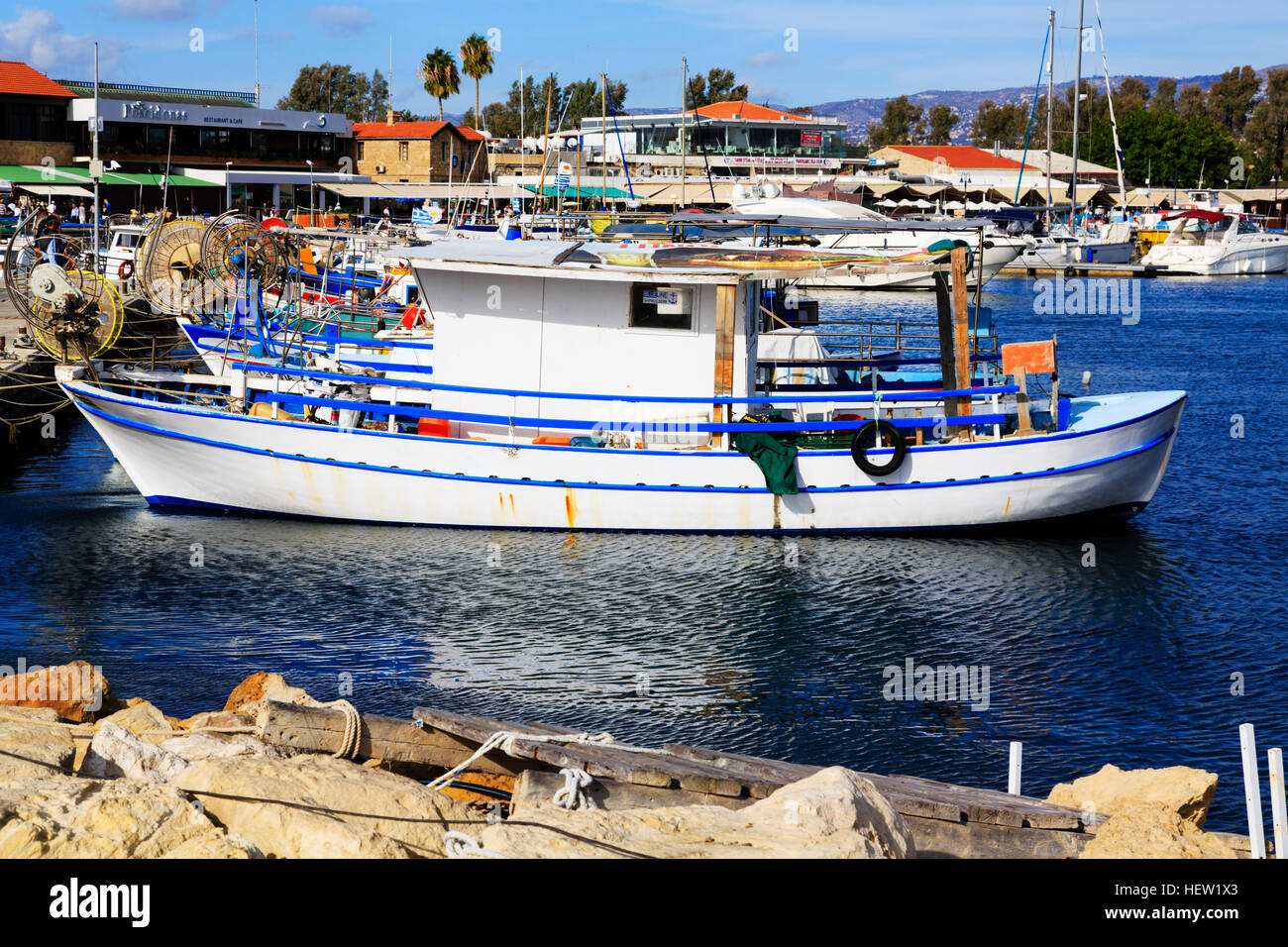 Boats in Paphos Harbour, Cyprus Stock Photo - Alamy