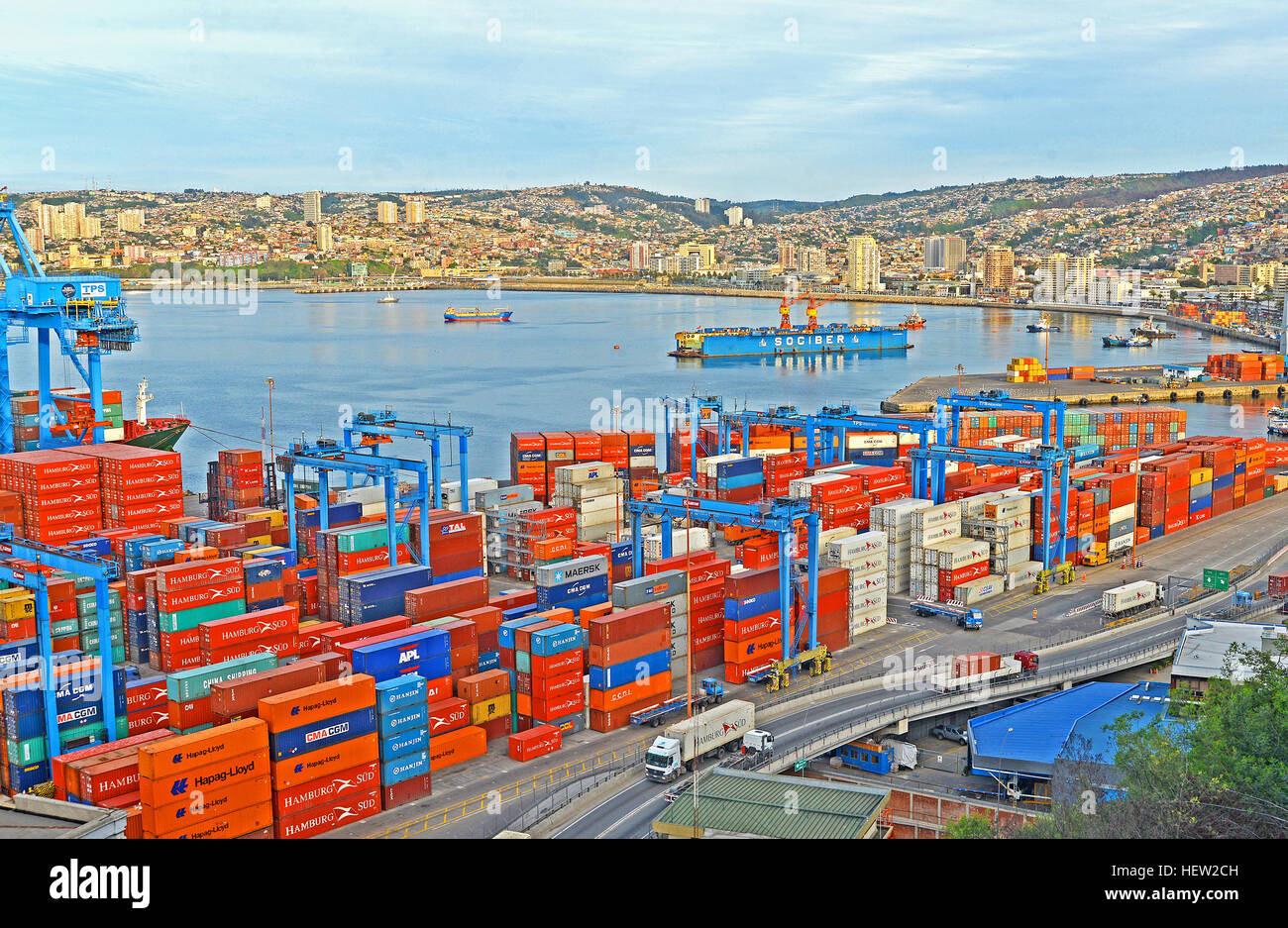 aerial view on port of Valparaiso Chile Stock Photo - Alamy
