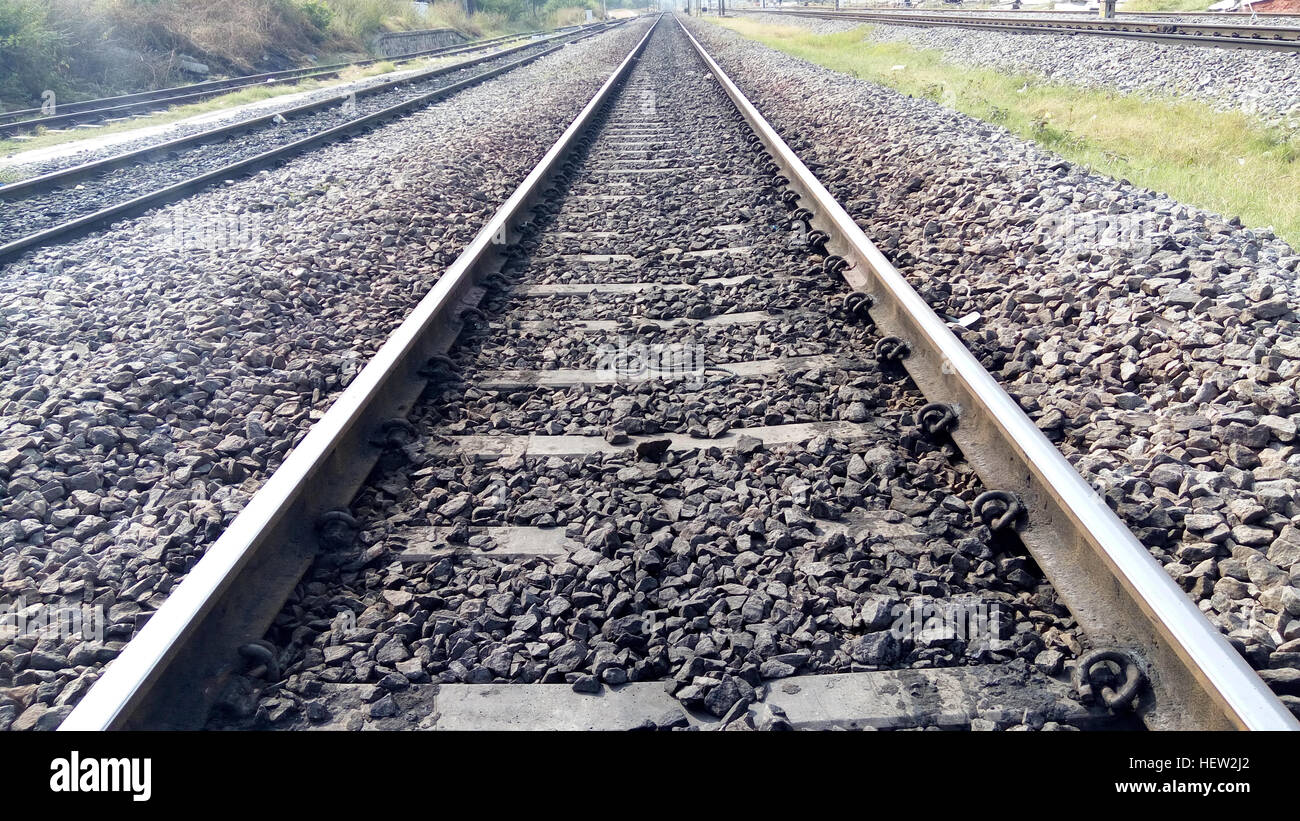 railway tracks--straight way Stock Photo - Alamy