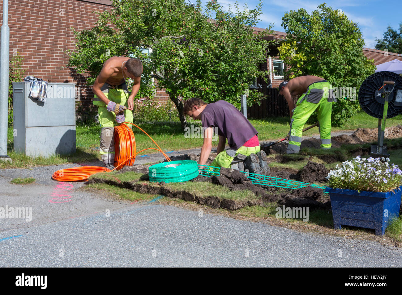 Installation of fiber and Internet Stock Photo - Alamy