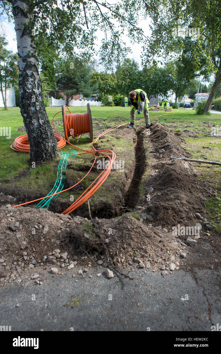Installation of fiber and Internet Stock Photo - Alamy