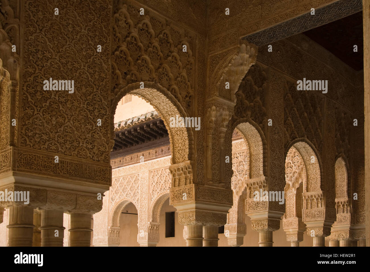 EUROPE, SPAIN, Granada, Al Hambra Palace, archways in the Palace of the ...