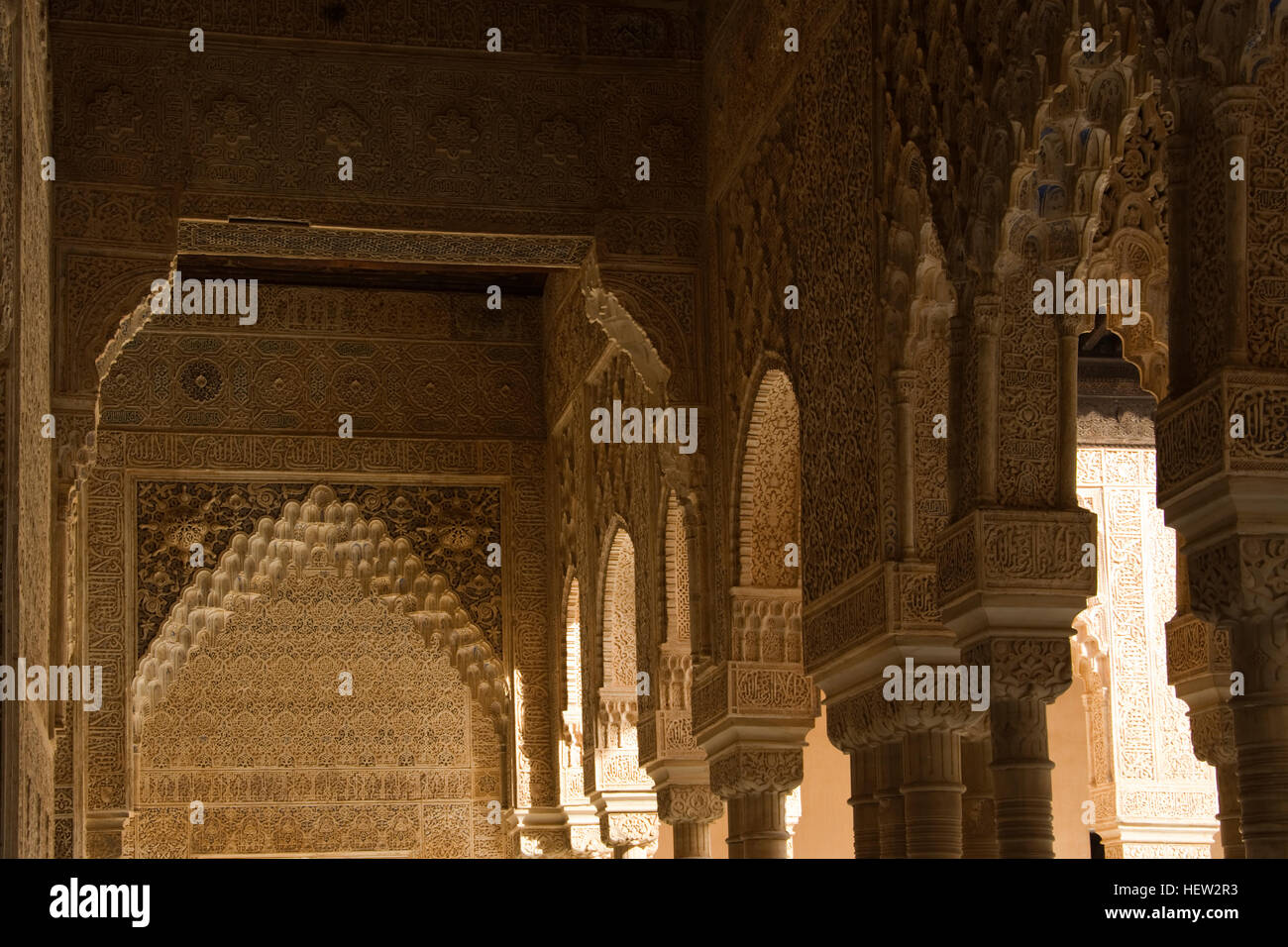 EUROPE, SPAIN, Granada, Al Hambra Palace, archways in the Palace of the ...