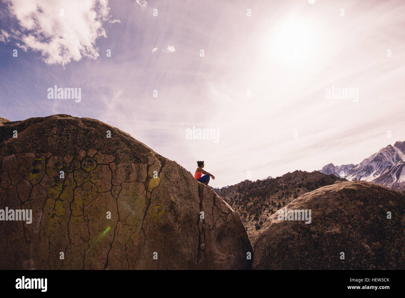Climber sitting on top of the world hi-res stock photography and images ...