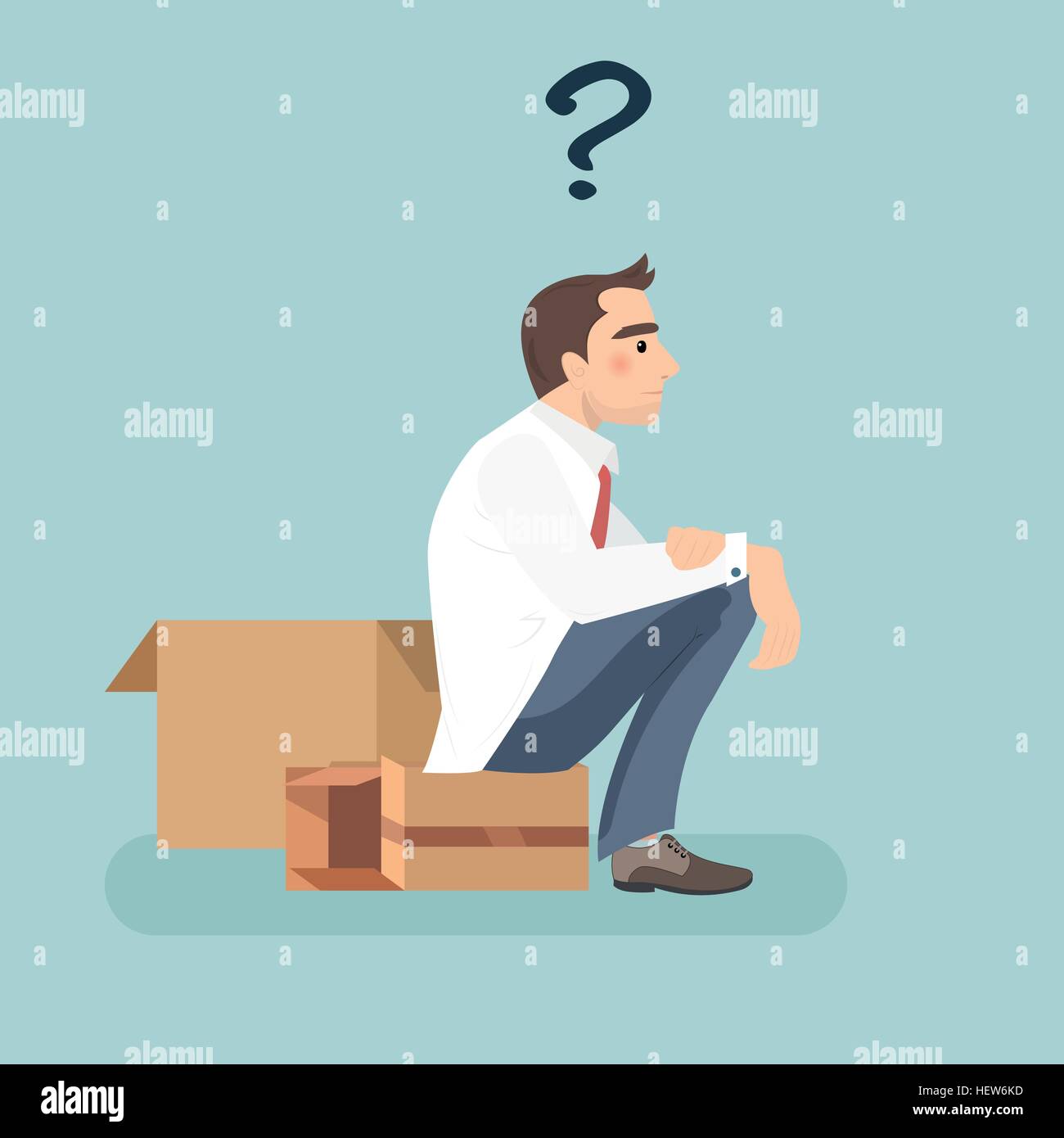 Man sitting on box Stock Vector Images - Alamy
