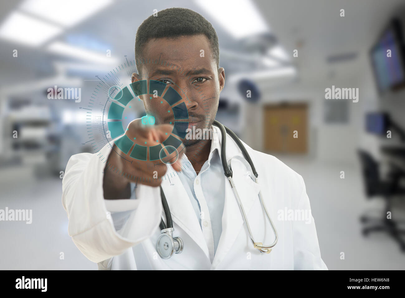 Angry african black male doctor pointing finger at you with stethoscope ...