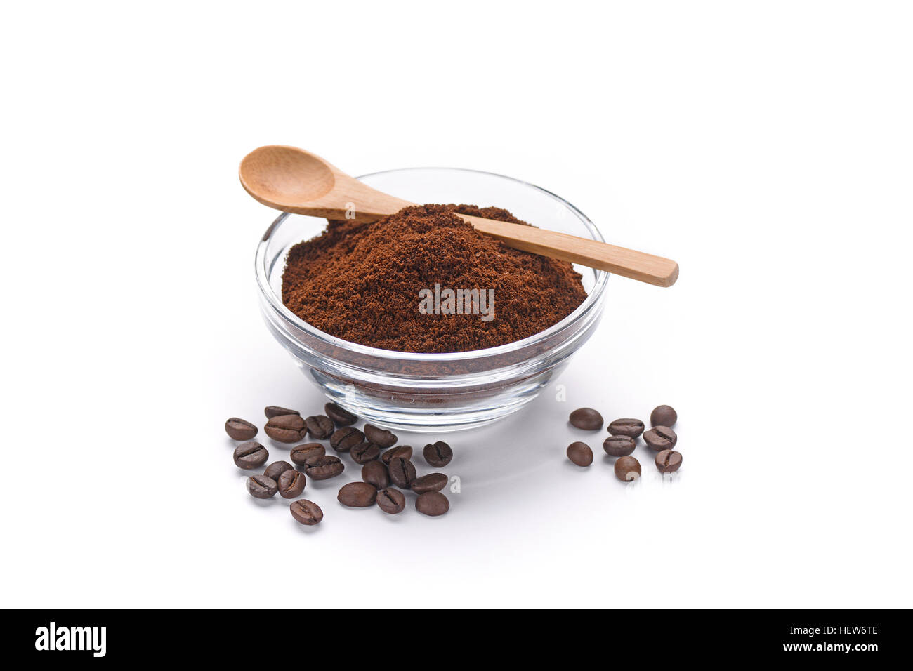 powder coffee in glass bowl - isolated in white background Stock Photo ...