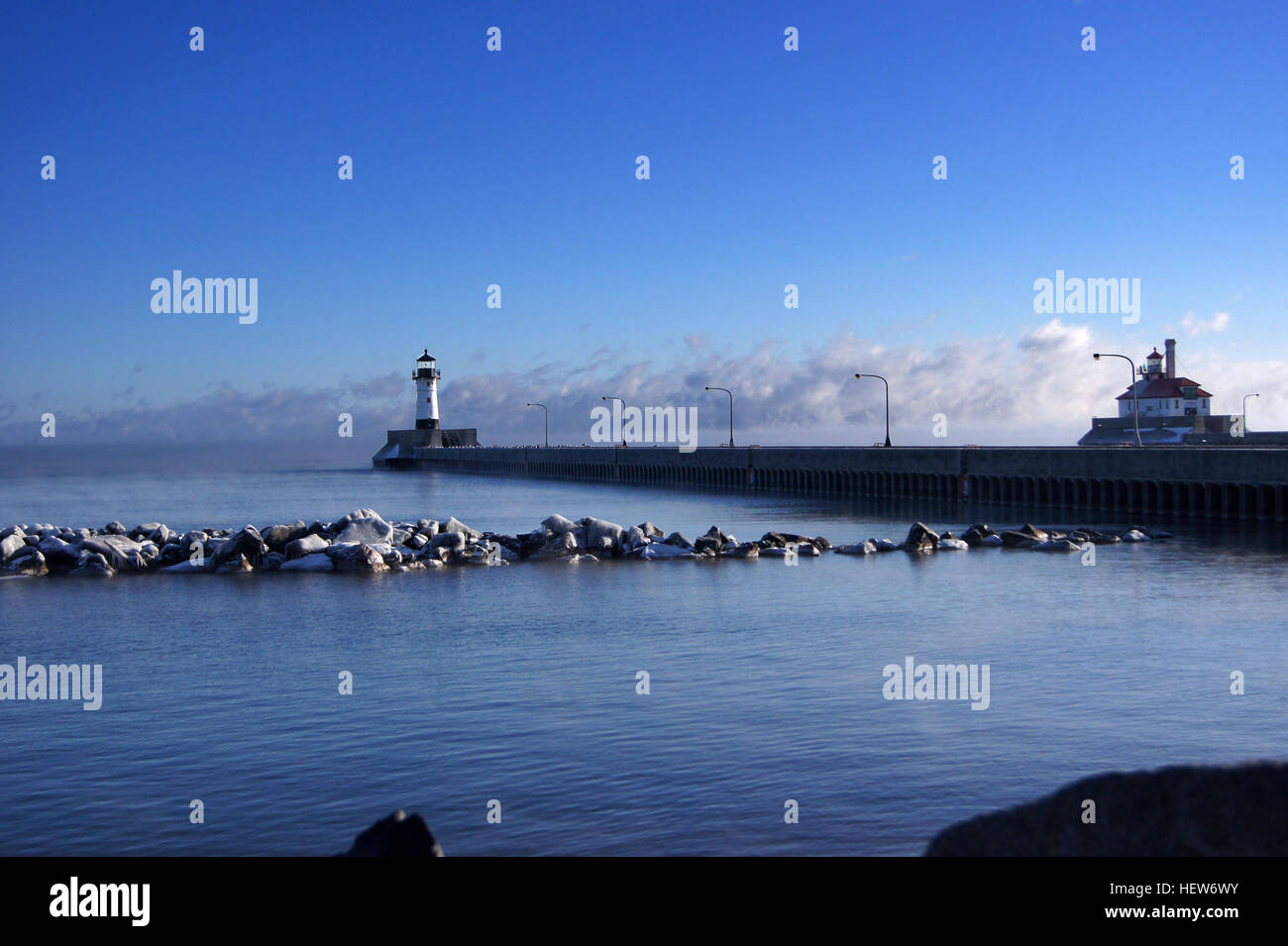 Lighthouses at the Duluth Port Stock Photo - Alamy