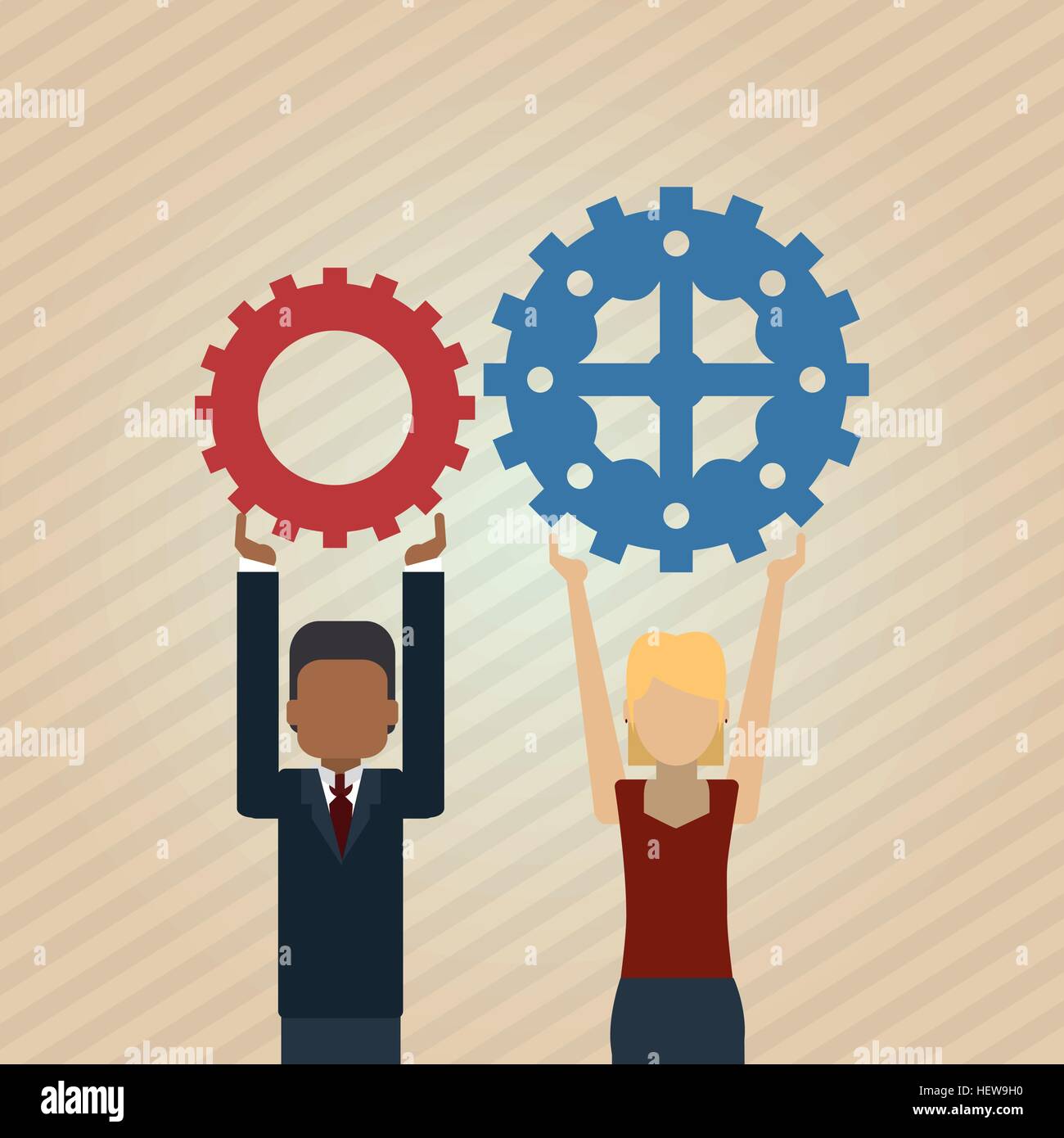 Teamwork wirth gear design, vector illustration Stock Vector Image ...