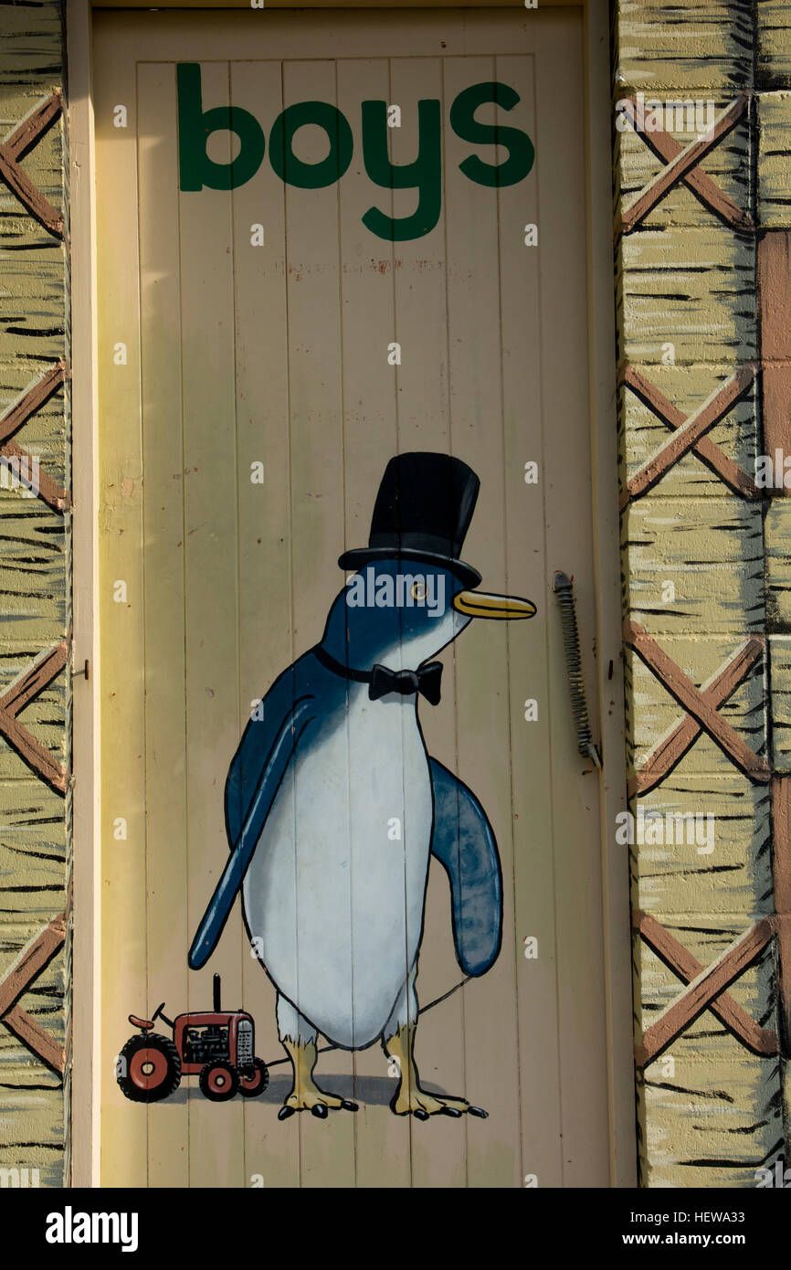 Penguin cartoons show the different sexes at the toilet in Wainui in ...