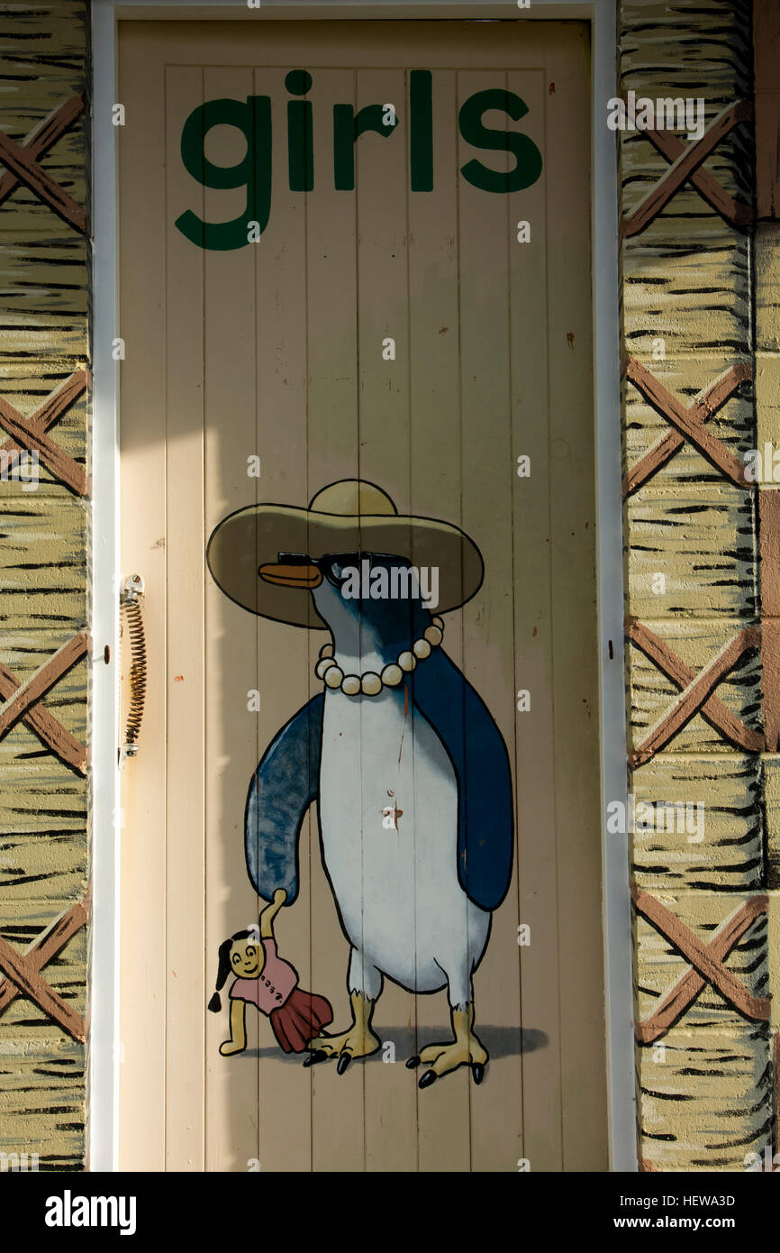Penguin cartoons show the different sexes at the toilet in Wainui in ...