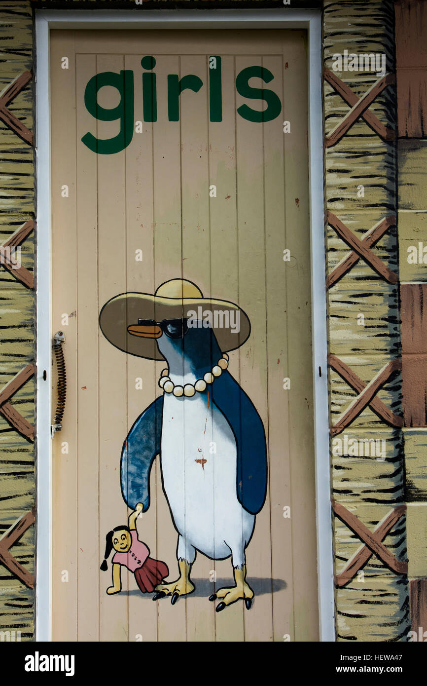 Penguin cartoons show the different sexes at the toilet in Wainui in ...