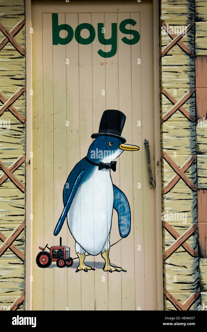 Penguin cartoons show the different sexes at the toilet in Wainui in ...